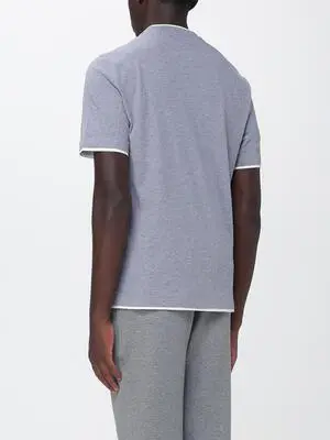 Brunello Cucinelli Crewneck Cotton T-shirt With Contrast Trims - Grey