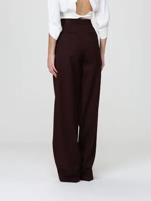 Elisabetta Franchi Virgin Wool Blend Wide Leg Trousers - Brown