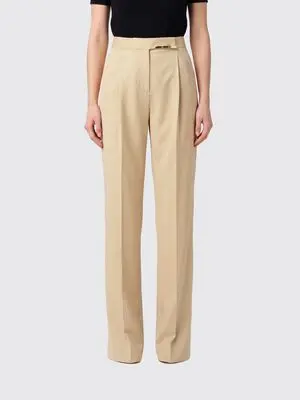 Elisabetta Franchi Virgin Wool Blend Wide Leg Trousers - Camel