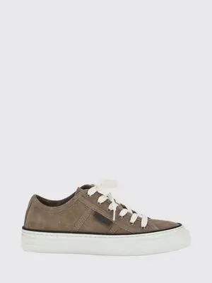 Brunello Cucinelli Suede Sneakers With Monile Beige