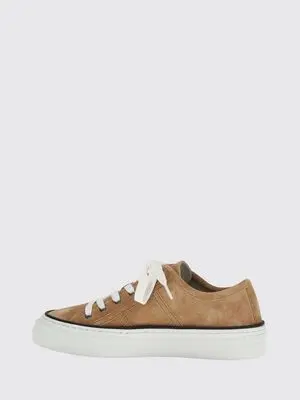 Brunello Cucinelli Suede Sneakers With Monile - Camel