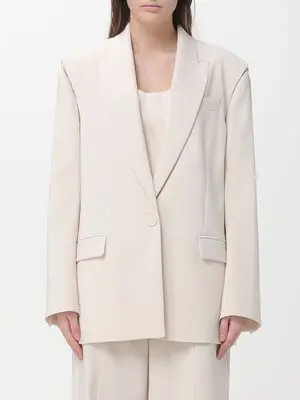 Patrizia Pepe Single-breasted Polyester Blazer - Ivory