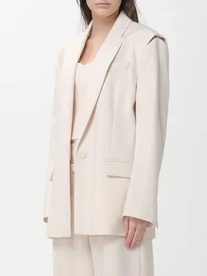 Patrizia Pepe Single-breasted Polyester Blazer - Ivory