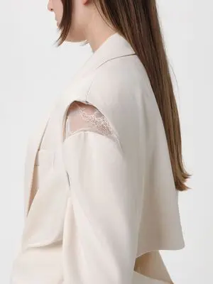 Patrizia Pepe Single-breasted Polyester Blazer - Ivory