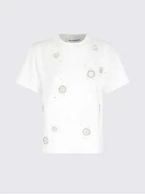 DES_PHEMMES Cotton Crew Neck T-shirt With Appliqués - White