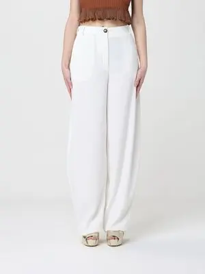 Elisabetta Franchi Wide Leg Crêpe Trousers - Ivory