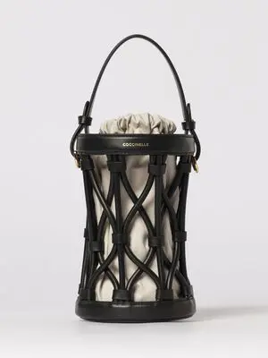 COCCINELLE Koi Mesh Leather And Cotton Canvas Bag - Black