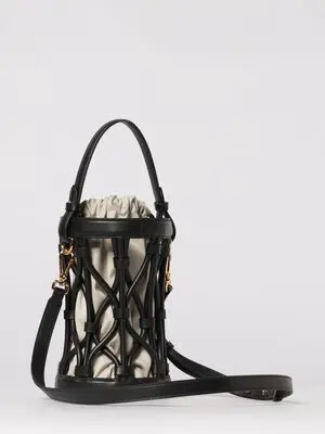 COCCINELLE Koi Mesh Leather And Cotton Canvas Bag - Black