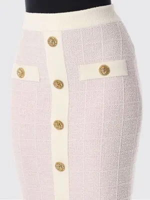 Balmain Plaid Button-detailed Midi Skirt - Pink