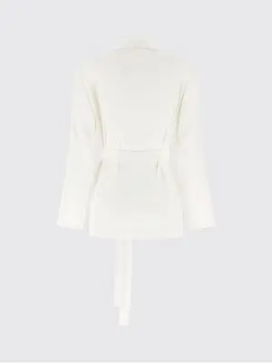 PAROSH Short Robe-style Blazer With Tie-waist Belt - White