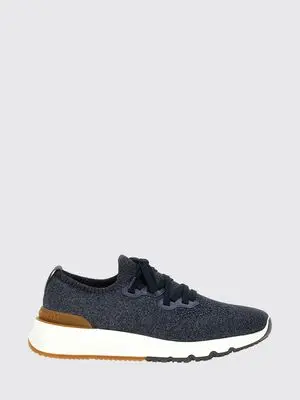 Brunello Cucinelli Crochet Cotton Knit Sneakers - Denim