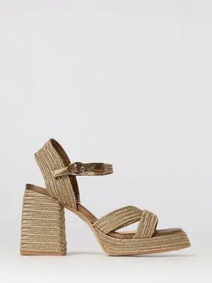 CastaÑer Valle Braided Raffia And Leather Heeled Sandals - Gold