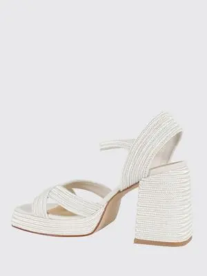 CastaÑer Valle Braided Raffia And Leather Heeled Sandals - White