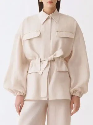 Fabiana Filippi Linen Shirt Jacket - Natural