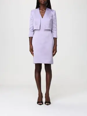 Elisabetta Franchi Duchesse Dress And Crop Jacket Set - Violet