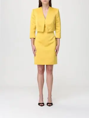 Elisabetta Franchi Duchesse Dress And Crop Jacket Set - Yellow