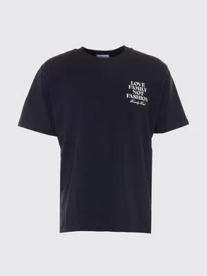 FAMILY FIRST Cotton Crew Neck T-shirt With Slogan - Black