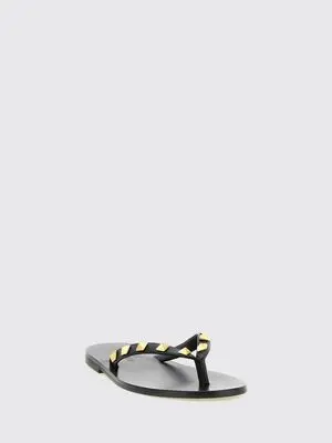 Valentino Garavani Rockstud Leather Thong Sandals - Black
