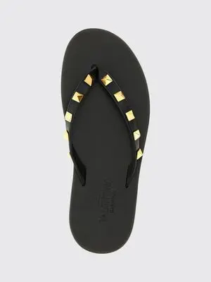 Valentino Garavani Rockstud Leather Thong Sandals - Black