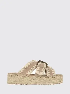 Mou Suede Sandals With Abstract Embroidery And Buckled Straps - Pink
