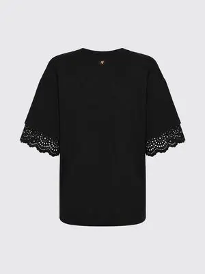 Alberta Ferretti Short-sleeved T-shirt With Embroidered Logo - Black