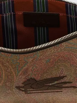 Etro Coated Cotton Paisley Print Leather Pouch - Brown