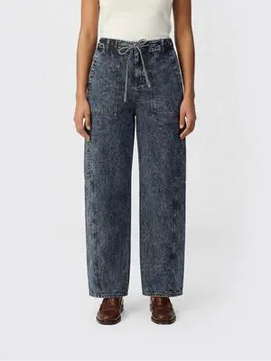Alaïa Wide-leg Denim Jeans With Drawstring - Gnawed Blue