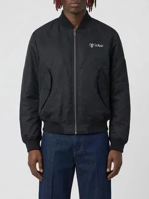 Off-White Nylon Bomber Jacket With Logo - Black