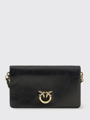 Pinko Love Bag Click Soft Horizontal Ruched Leather Bag - Black