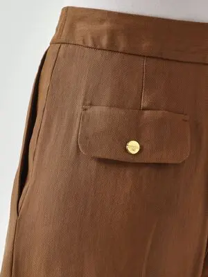 Elisabetta Franchi Linen Blend Palazzo Trousers - Brown