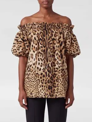 Dolce & Gabbana Cotton Top With Animal Print - Brown
