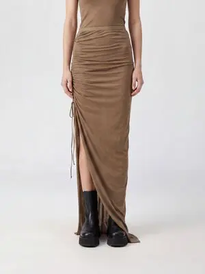 Rick Owens Long Skirt In Cotton Jersey - Camel