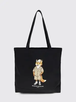 Maison Kitsuné Printed Cotton Tote Bag - Black