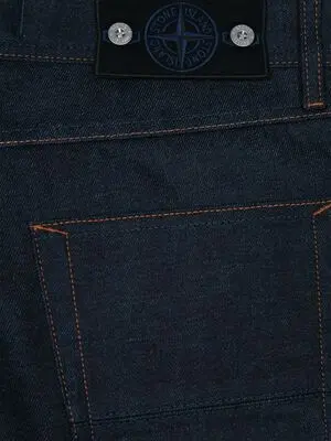 Stone Island Regular Fit Cotton Denim Jeans With Rear Compass Logo