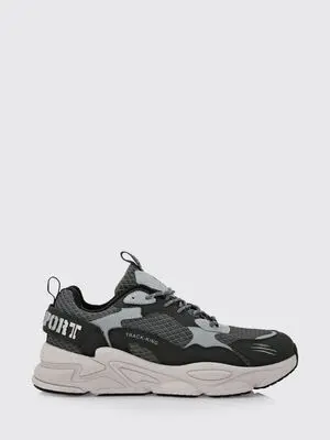 PLEIN SPORT Track-king Leather And Mesh Sneakers - Grey