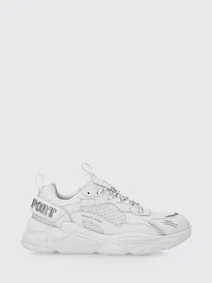 PLEIN SPORT Trackking Leather And Mesh Lace-up Sneakers - White