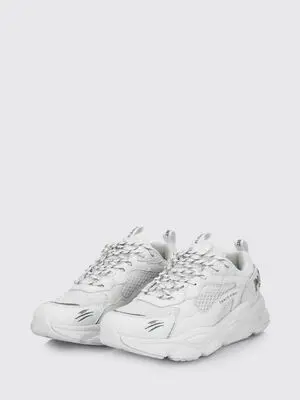 PLEIN SPORT Trackking Leather And Mesh Lace-up Sneakers - White