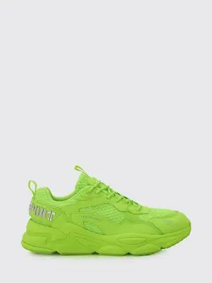PLEIN SPORT Track-king Leather And Mesh Sneakers - Yellow