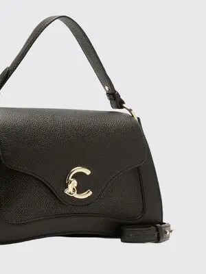 COCCINELLE C-me Grained Leather Bag With Top Handle And Shoulder Strap - Black