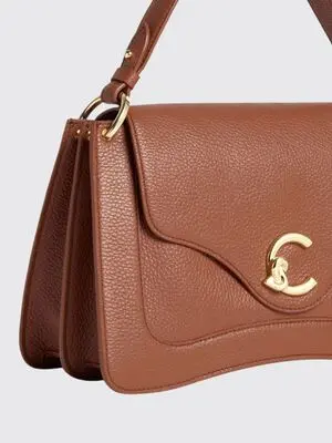 COCCINELLE C-me Grained Leather Bag With Top Handle And Shoulder Strap - Burnt