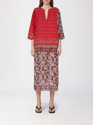 PAROSH P.a.r.o.s.h. Paisley Print Silk Midi Tunic - Red
