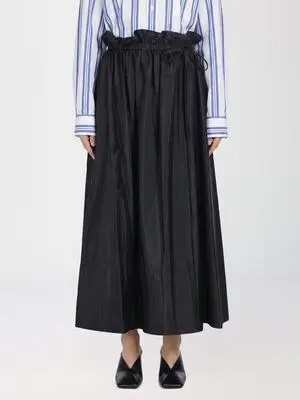 JIL SANDER Silk Blend Midi Skirt - Black
