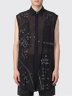 Rick Owens Relaxed Fit Sleeveless Shirt With Graphic Print In Viscose Blend - Black