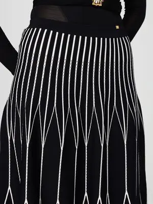 Elisabetta Franchi Two Tone Viscose Knit Skirt - Black