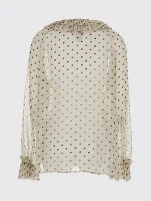 PAROSH P.a.r.o.s.h. Embroidered Polka Dot Crêpe Blouse With Ruffles