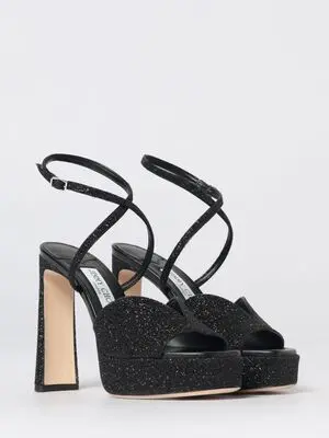 JIMMY CHOO Heeled Sandals With Glitter Embellishment - Black