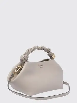 GANNI Bou Handbag In Recycled Leather With Braided Handle And Logo - Grey