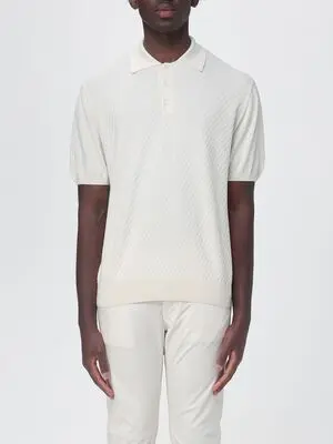 Canali Cotton Blend Knit Polo Shirt - White