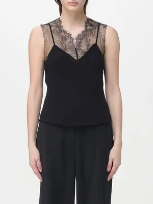 Patrizia Pepe Sleeveless Viscose Top With Lace - Black