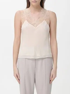 Patrizia Pepe Sleeveless Viscose Top With Lace - Ivory